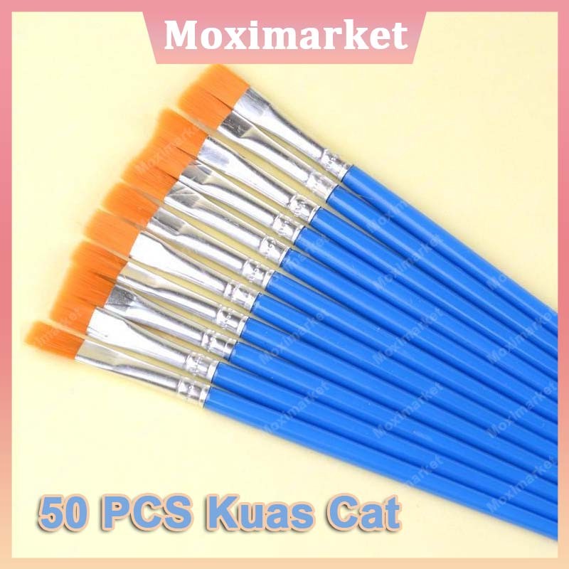 Jual 【Ready Stock】50 pcs Cat Air Biru Ujung Datar Runcing Kuas Set Kuas ...