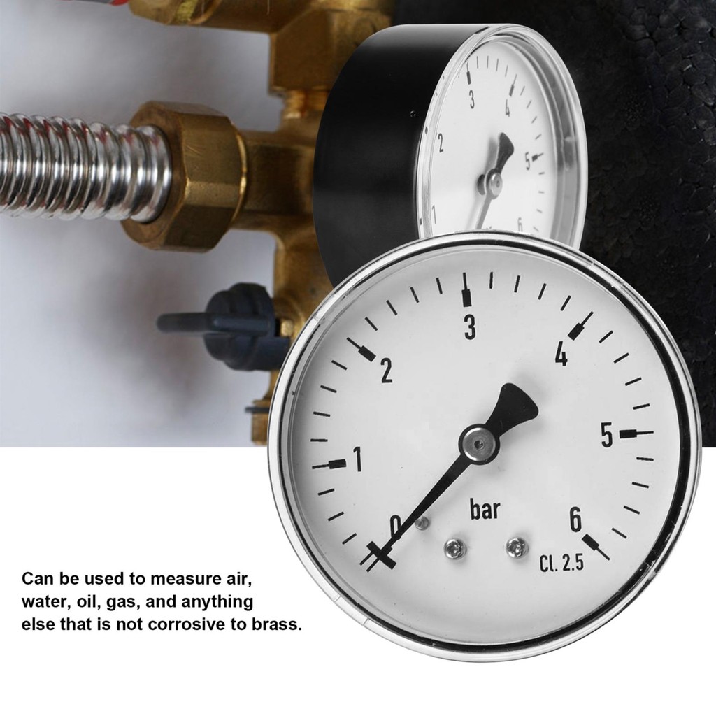 Jual 1/4" Male NPT Thread Mount 0-6bar Pressure Gauge Manometer Dial ...