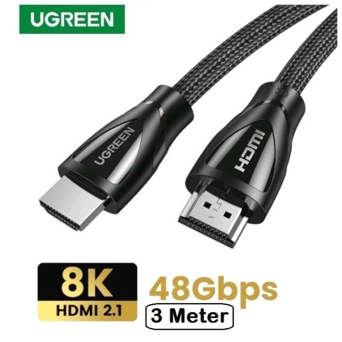 Jual UGREEN KABEL HDMI 8K V2.1 HDR Cable Male to Male Braided 3m Black - 80404 | Shopee Indonesia