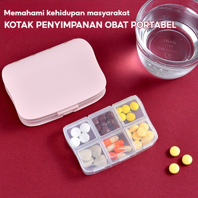 Jual Kotak Obat 6 Sekat Kedap Udara Tempat Vitamin Pill Harian Mingguan ...