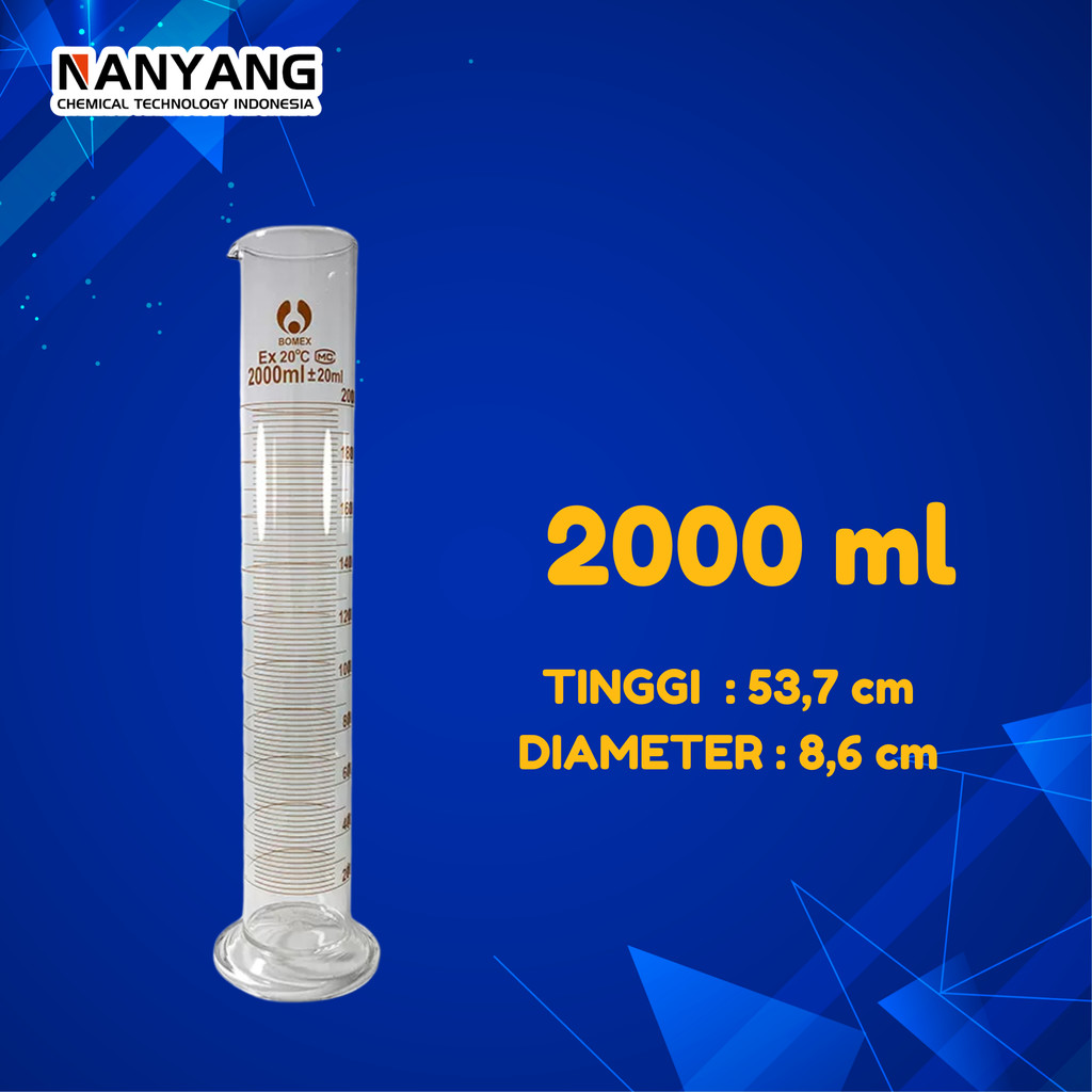 Jual Measuring Cylinder Glass Alat Laboratorium 2000ml / Gelas Ukur ...