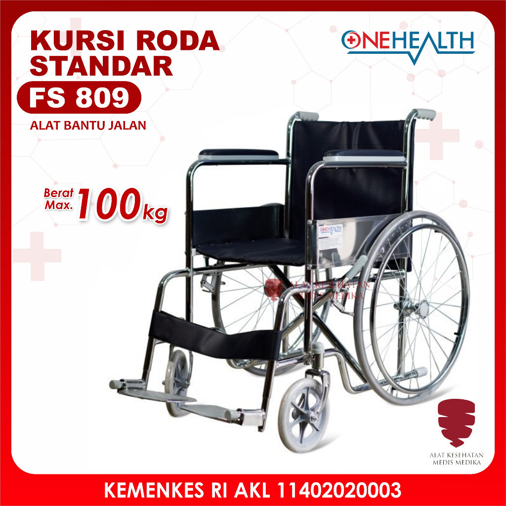 Jual Kursi Roda One Health FS809 Standard Putih Wheel Chair Velg Jari ...