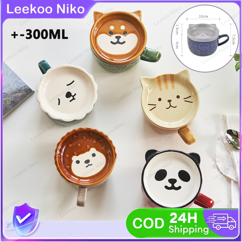 Jual 400ML 5 Warna Cat Coaster Mug/Kartun Kucing Lucu dengan Tutupnya ...