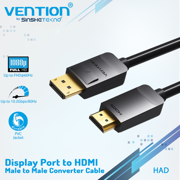 Jual Vention Kabel DisplayPort / DP Input to HDMI Output | Shopee Indonesia