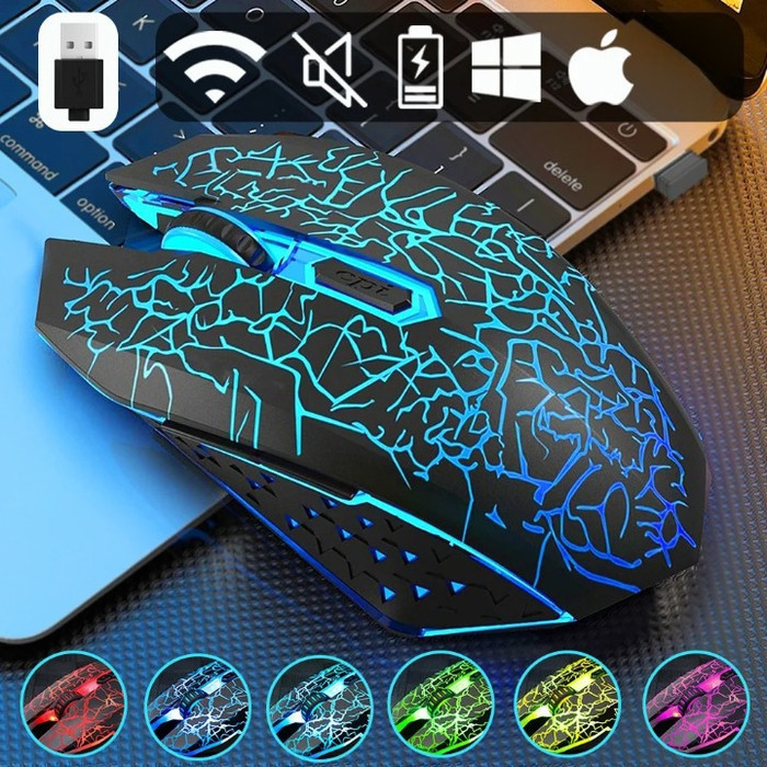 Jual Wireless Gaming Mouse 2.4G USB Rechargeable Bluetooth Mouse For Laptop RGB Backlight E ...
