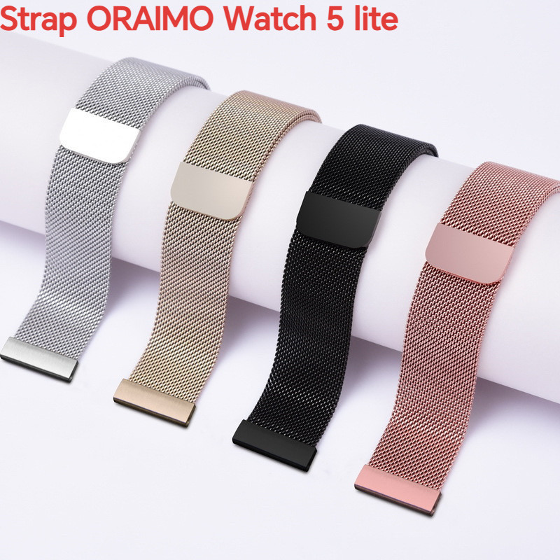 Jual Strap For ORAIMO Watch 5 lite Stainless Steel Milanese Strap Metal ...