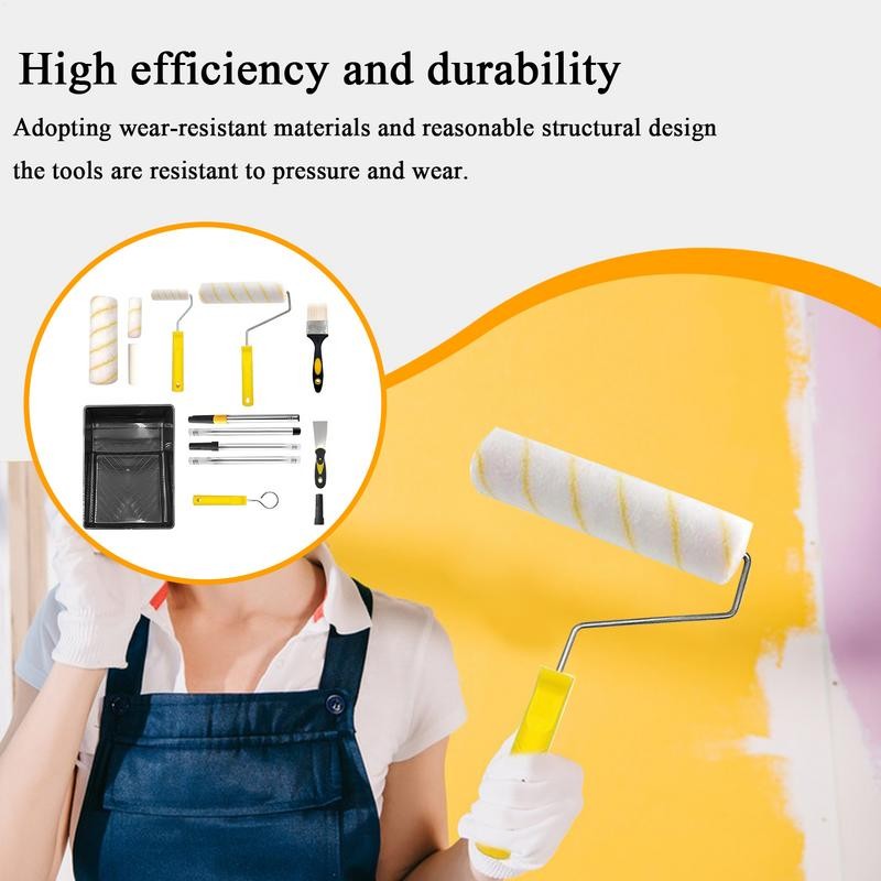 Jual House Painting Kit Roller Paint Brush Lint-Proof Ergonomic Edger ...
