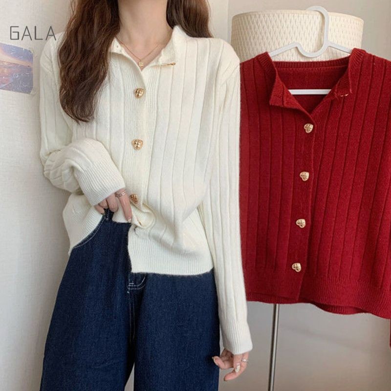 Jual Cardigan Rajut Crop Polos Knit Cardigan Korea Lengan Panjang Outer Cardigan GA | Shopee ...