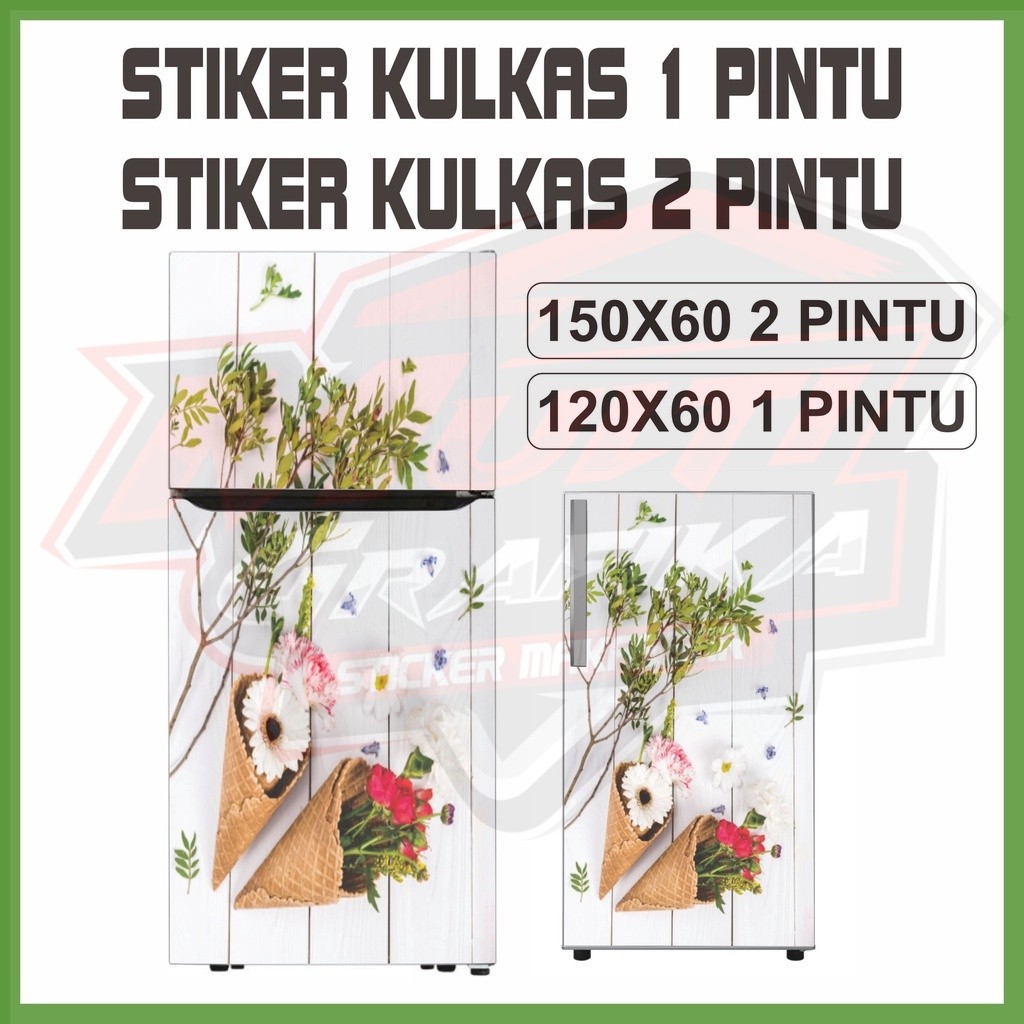 Jual Stiker Kulkas 1 Pintu dan Sticker 2 Pintu Full Body Motif Bunga ...