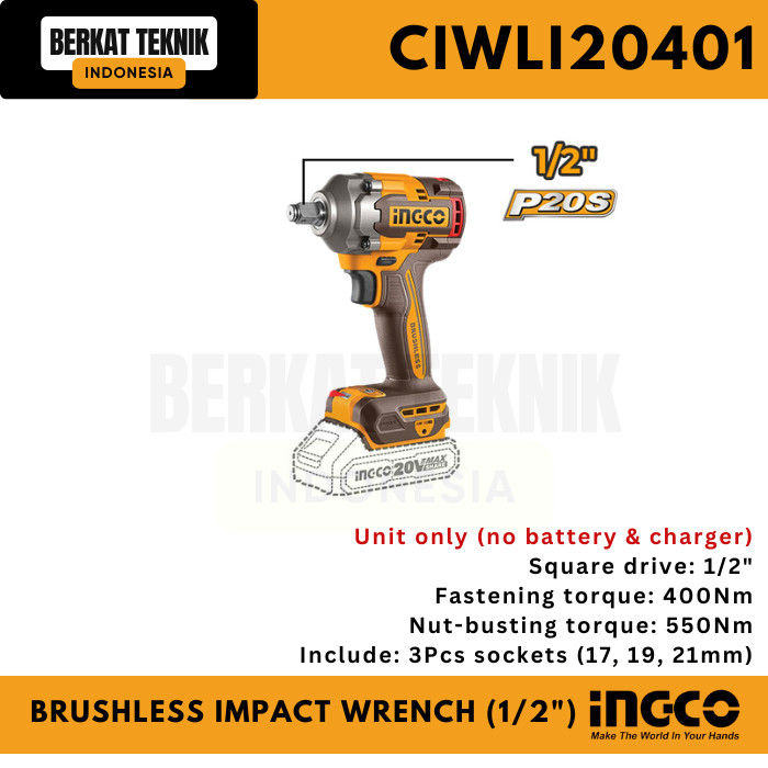 Jual P20S Brushless Impact Wrench (1/2") - Mesin Pembuka Buka Baut Roda ...
