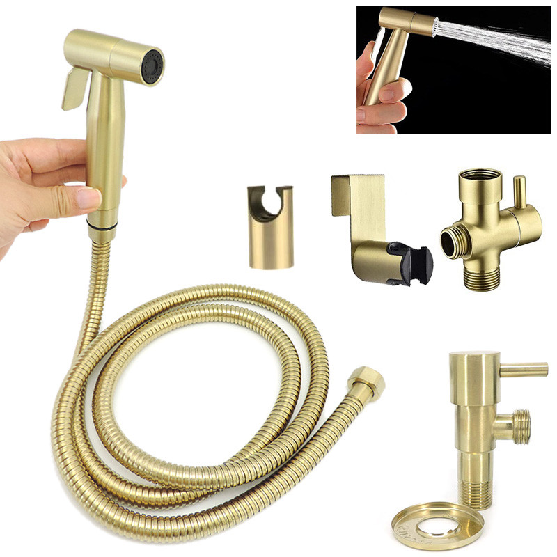 Jual Stainless steel Gold color Toilet Bidet Spray gun wc shower head ...