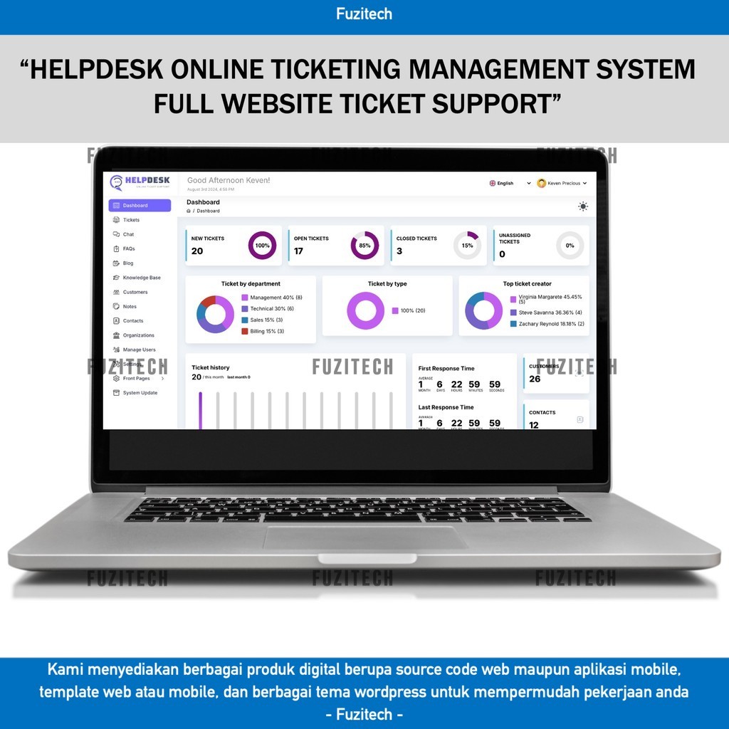 Jual SOURCE CODE APLIKASI WEB HELPDESK ONLINE TICKETING MANAGEMENT ...