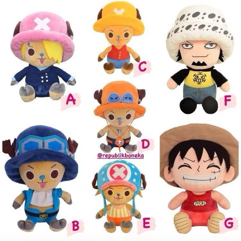Jual Boneka One Piece Luffy Chopper Zoro Ukuran 25CM Bahan Halus Lembut ...