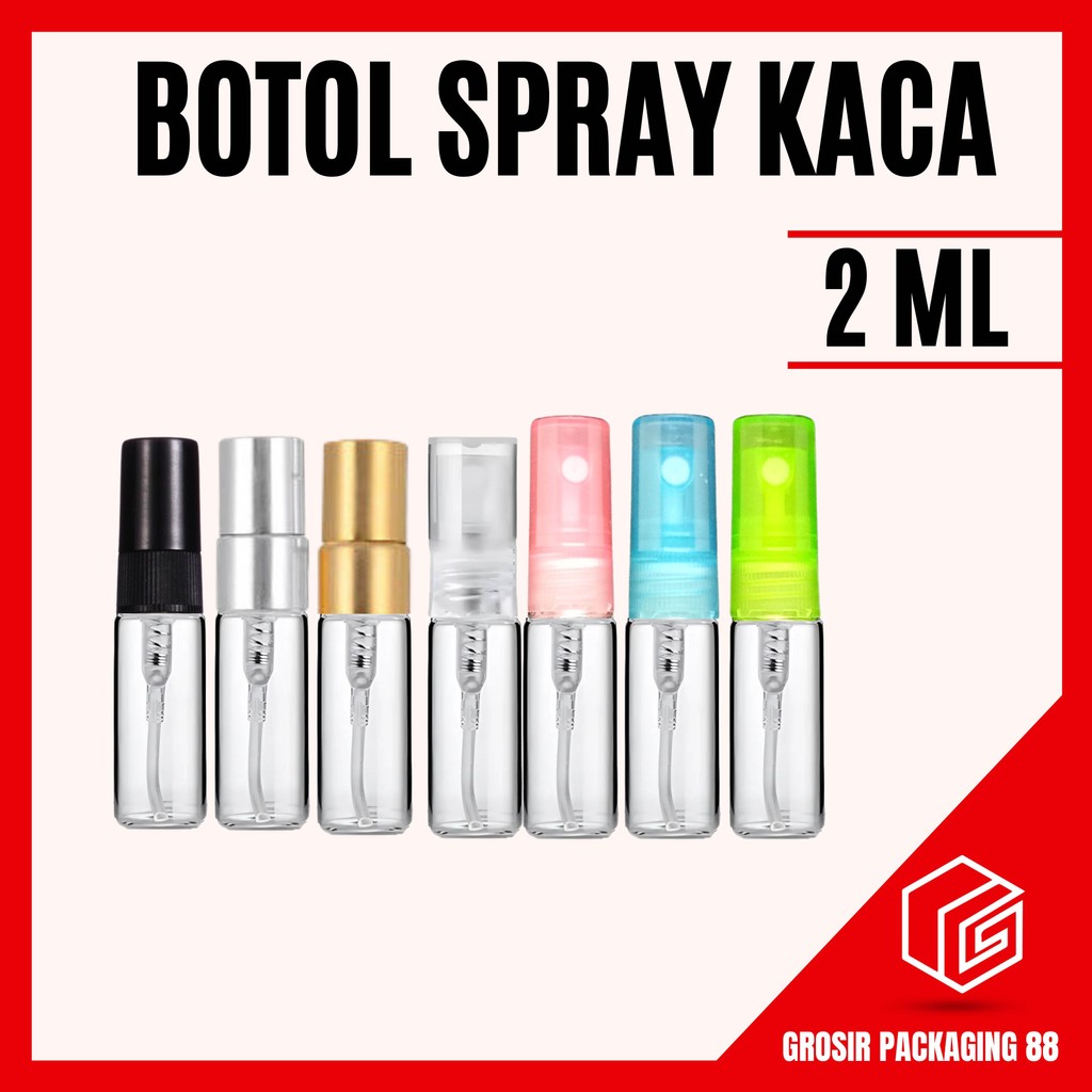 Jual Botol Spray Vial Kaca 2ML Bening Hitam Pink Biru Hijau Gold Silver ...