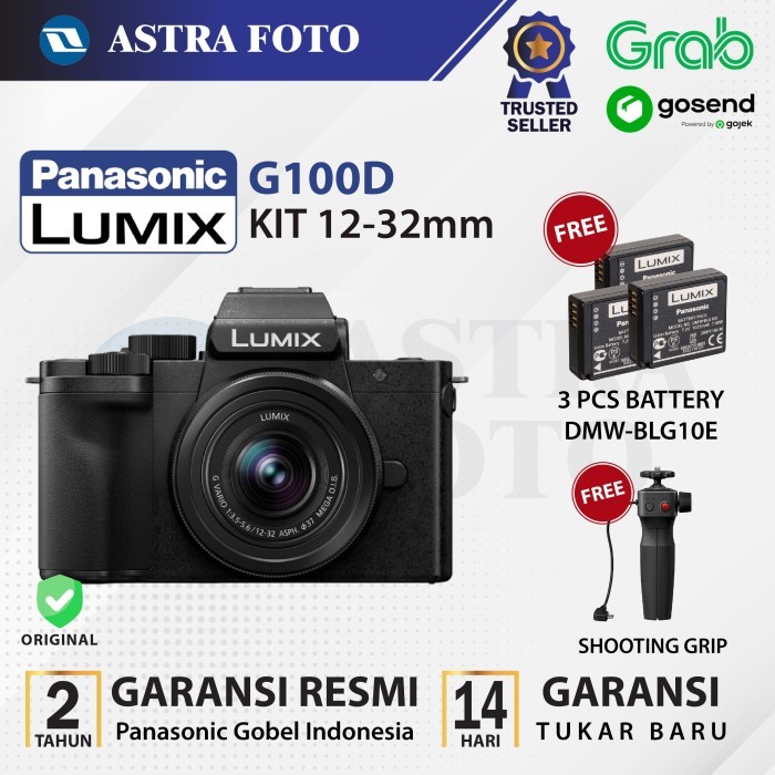 Jual Panasonic Lumix G100D kit 12-32mm + Tripod Grip DC-G100VGA-K RESMI G100V | Shopee Indonesia