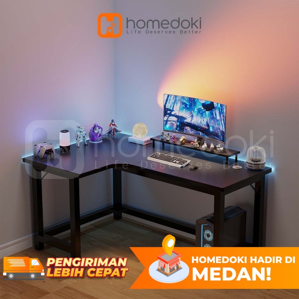 Jual Homedoki Meja Gaming / L shaped Meja / Meja Komputer Serat Karbon ...