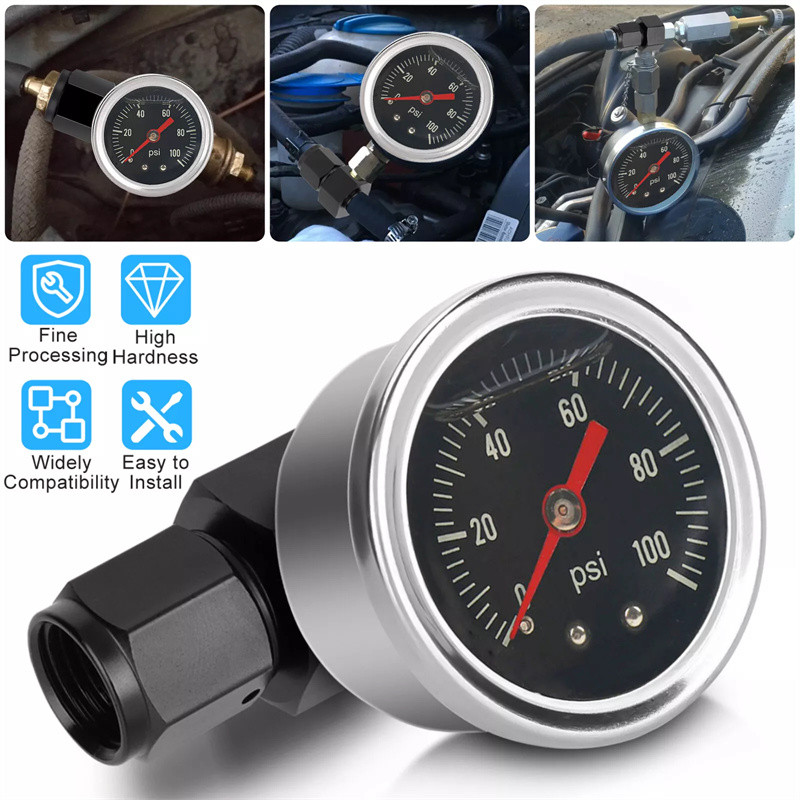 Jual Universal Fuel Pressure Gauge Liquid 0-100psi Oil Press Gauge 1/8 ...