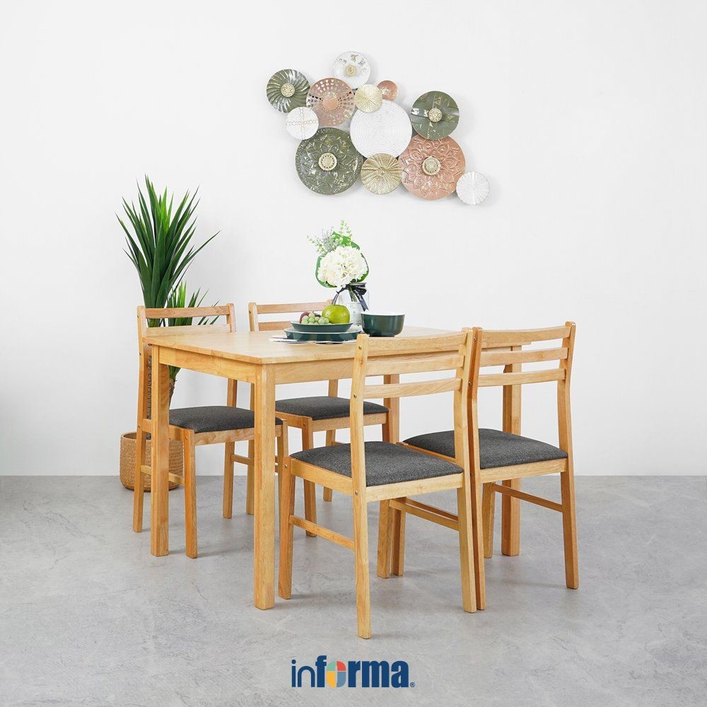 Jual Informa Yericho Set Meja Makan 4 Kursi - Cokelat Muda Dining Table ...