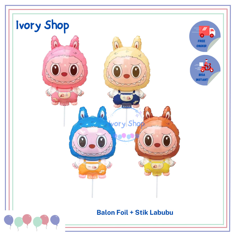Jual Balon Karakter Labubu + Stick / Stik Balon Labubu | Shopee Indonesia