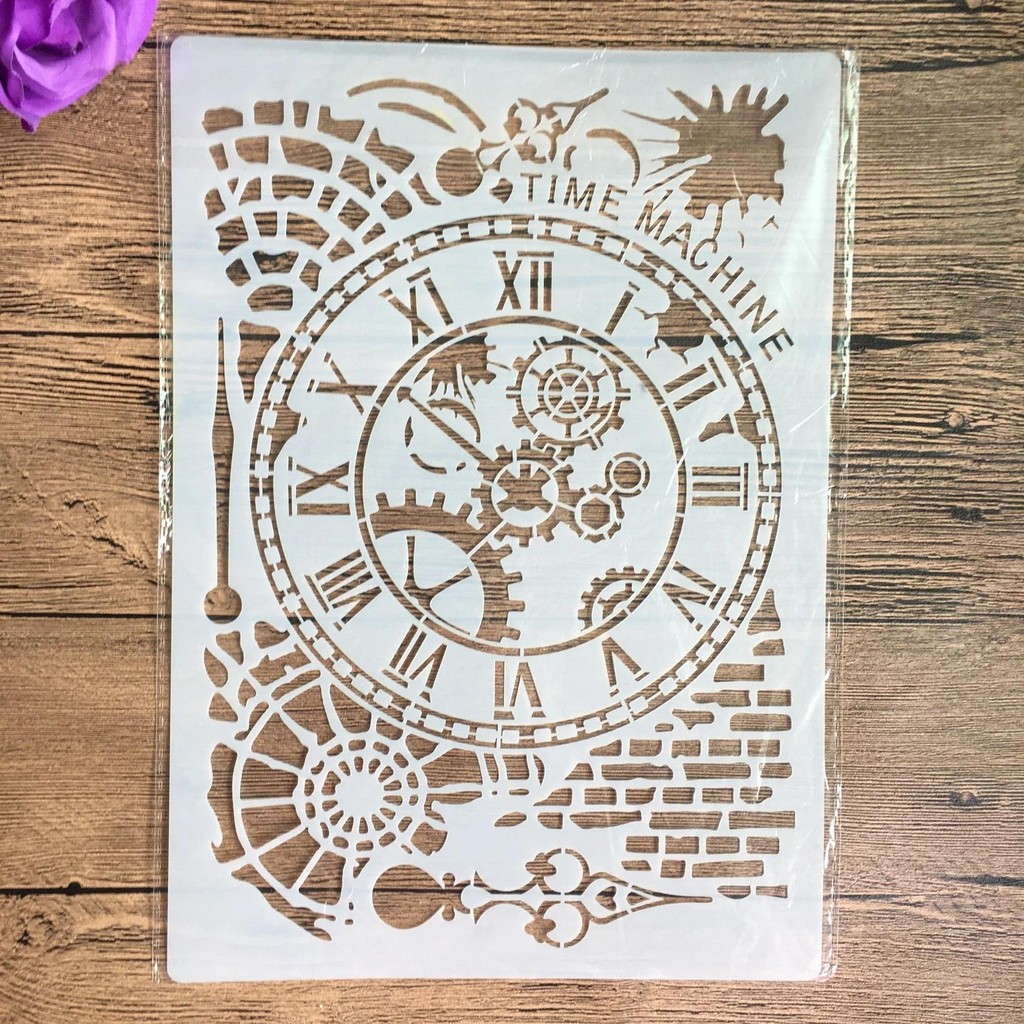 Jual A4 size clock Flower Wall Painting Stencils Stamp Scrapbook Album ...