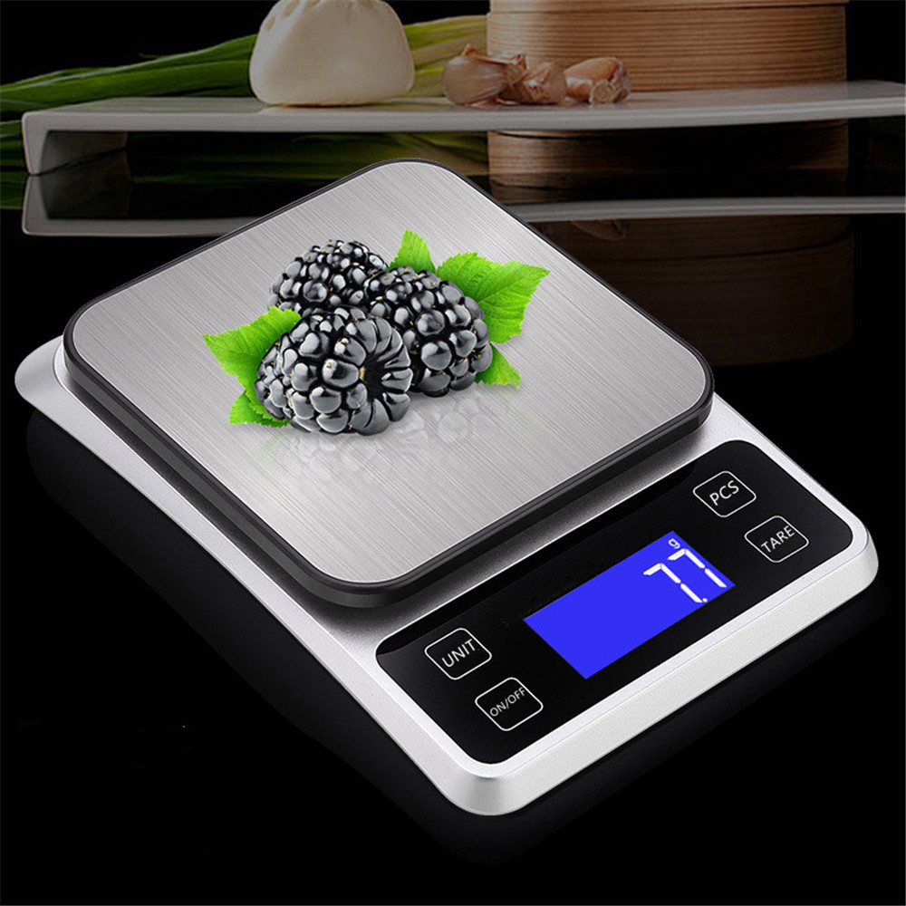 Jual Digital Kitchen Scale 5KG/0.1g 10KG/1g Stainless Steel Panel Food Scales USB Charge ...