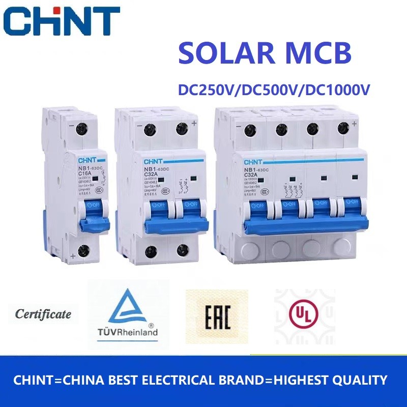Jual CHINT Solar DC Circuit Breaker NB1-63DC 1P 2P 4P DC250V DC500V DC1000V Energy Photovoltaic ...
