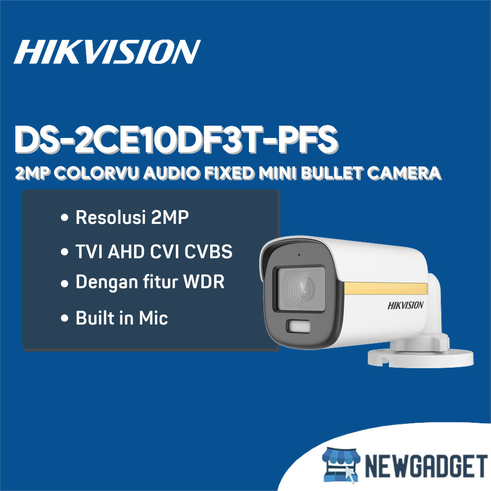 Jual HIKVISION DS-2CE10DF3T-PFS 2MP COLORVU AUDIO FIXED MINI BULLET CAMERA | Shopee Indonesia