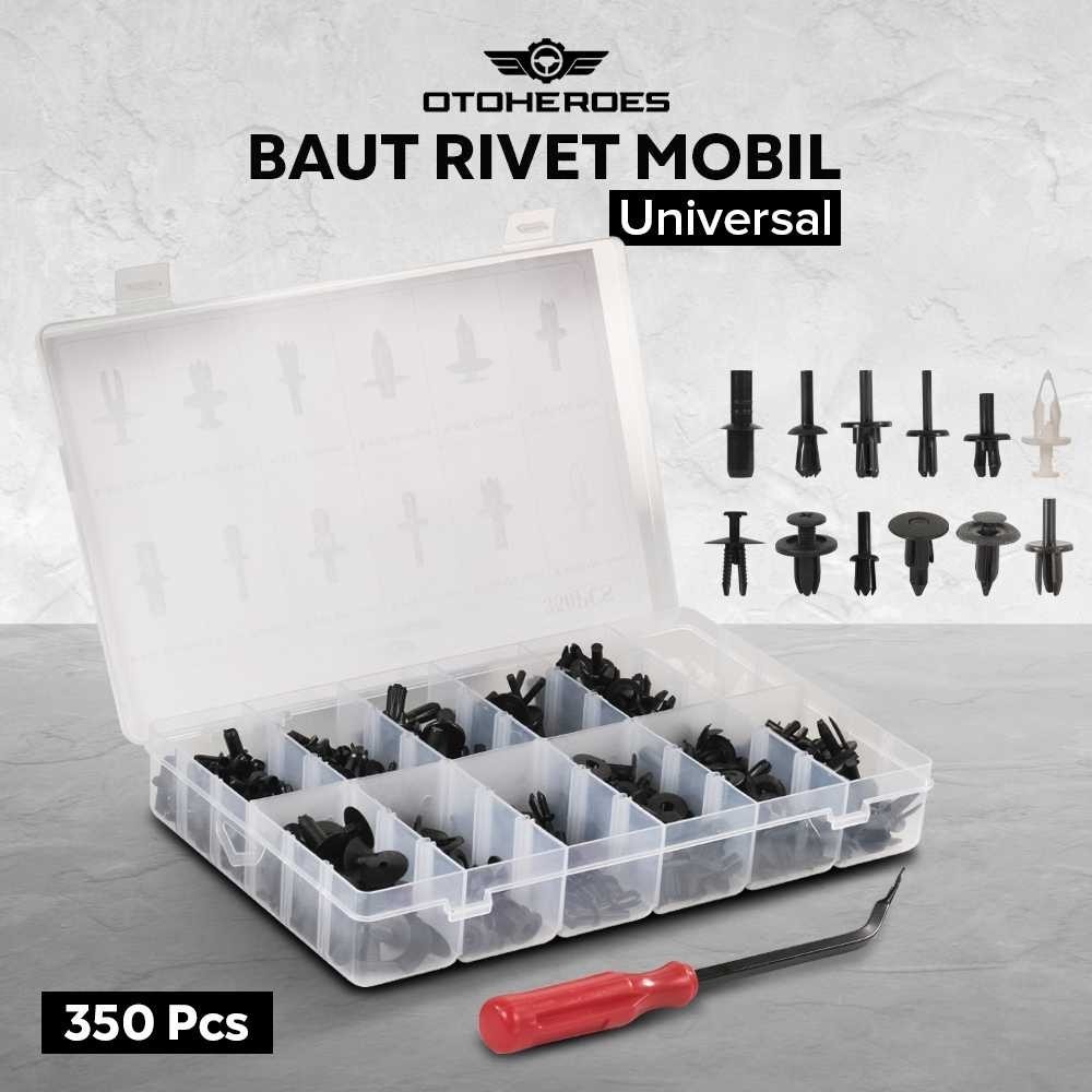 Jual OTOHEROES Baut Rivet Mobil Universal Car Push Pin Fasteners 350PCS ...