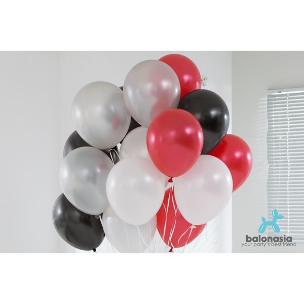 Jual Balon Latex Metalik Mix 30 pcs (hitam, putih, merah) | Shopee ...