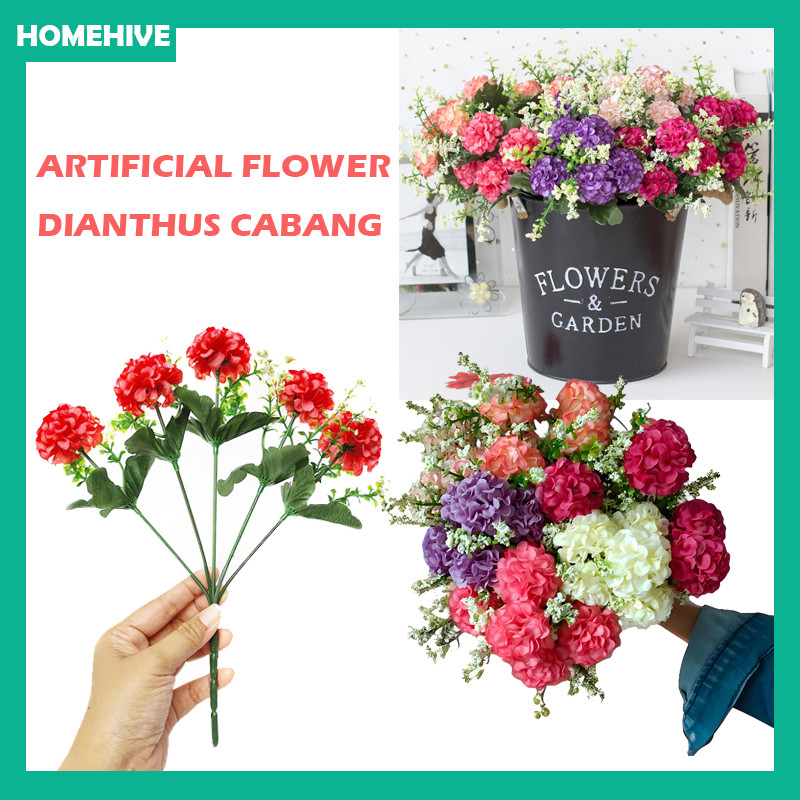 Jual Bunga Palsu Dianthus Cabang Plastik / Plastic Buatan Artifisial ...