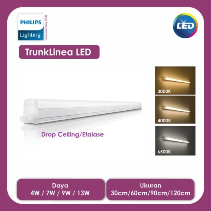 Jual Lampu Led T5 Philips Batten Trunklinea 7W 9W 13W 60cm 90cm 120cm Putih Cool Daylight 6500K ...