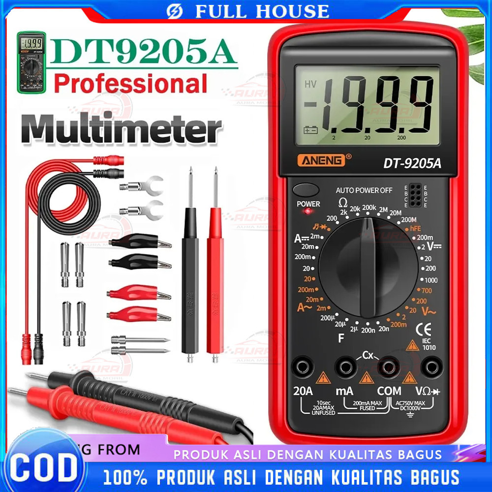 Jual Full House DT-9205A Multimeter Avometer Multitester Digital DC AC ...