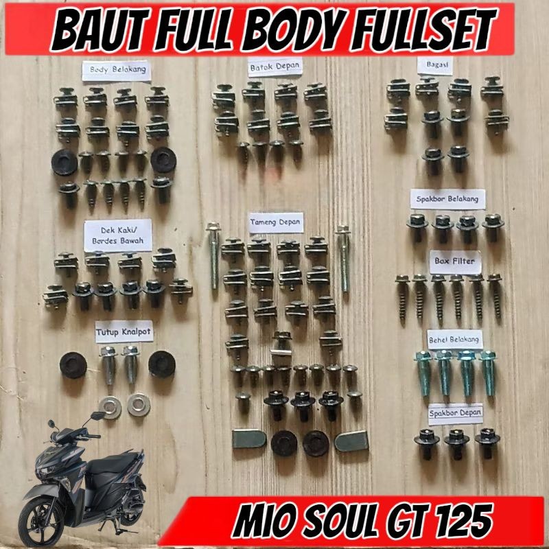 Jual Baut Full Set Cover Body Yamaha Mio Soul GT 125 / Baut Full Body ...
