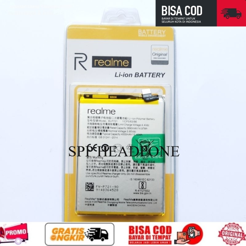 Jual Baterai Batre Battery TANAM REALME C2 RMX1941 RMX1945 BLP721 ...