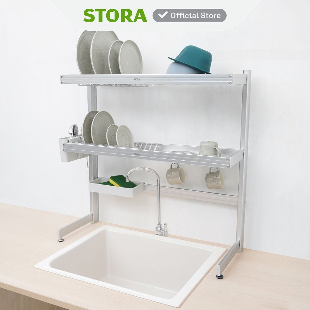 Jual Stora Rak Piring 2 Tingkat Aluminium Large - Silver Dish Rack ...