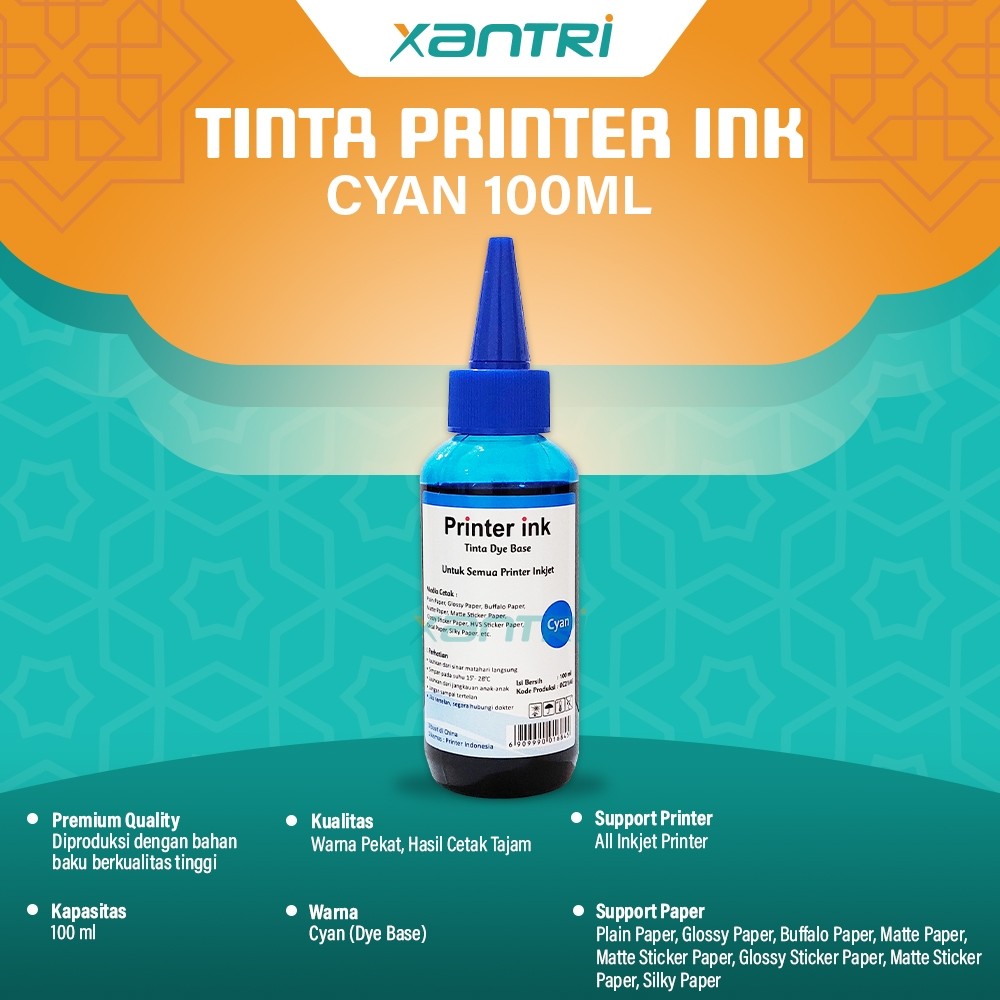 Jual Xantri - Tinta Print Isi Ulang 100ml Black Cyan Magenta Yellow ...