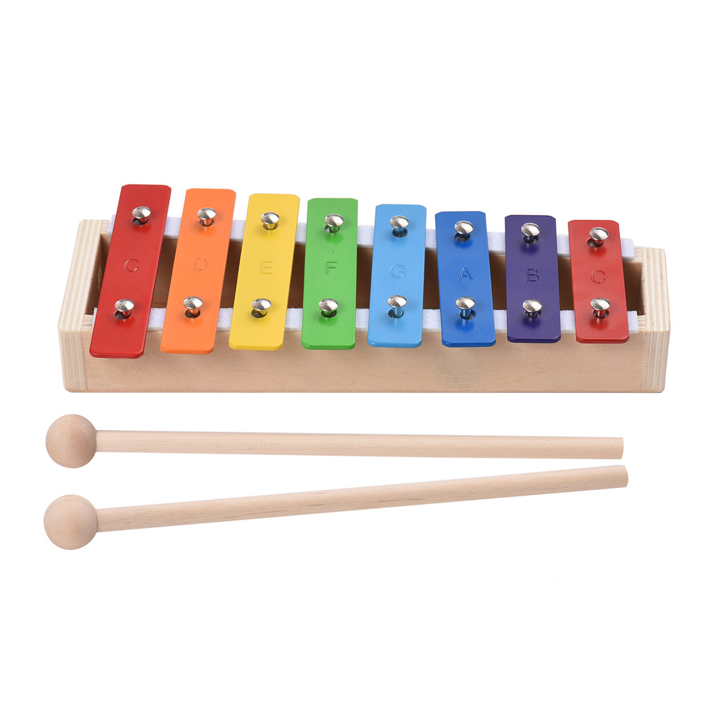 Jual 8 Keys Compact Size Xylophone Glockenspiel with Wooden Mallets ...