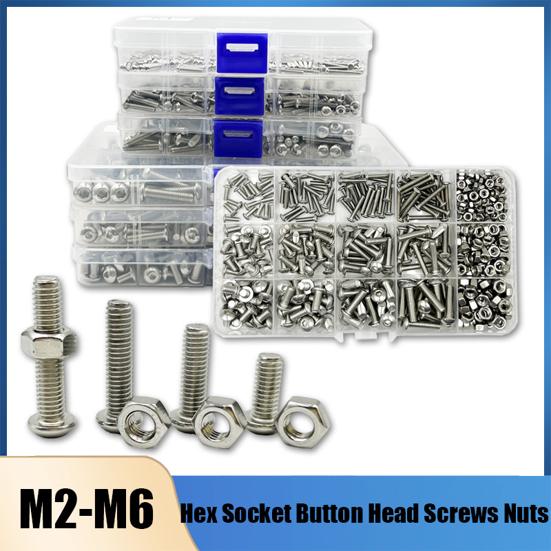 Jual M2 M3 M4 M5 M6 Hex Button Socket Head Cap Bolt and Nut Set 304 ...