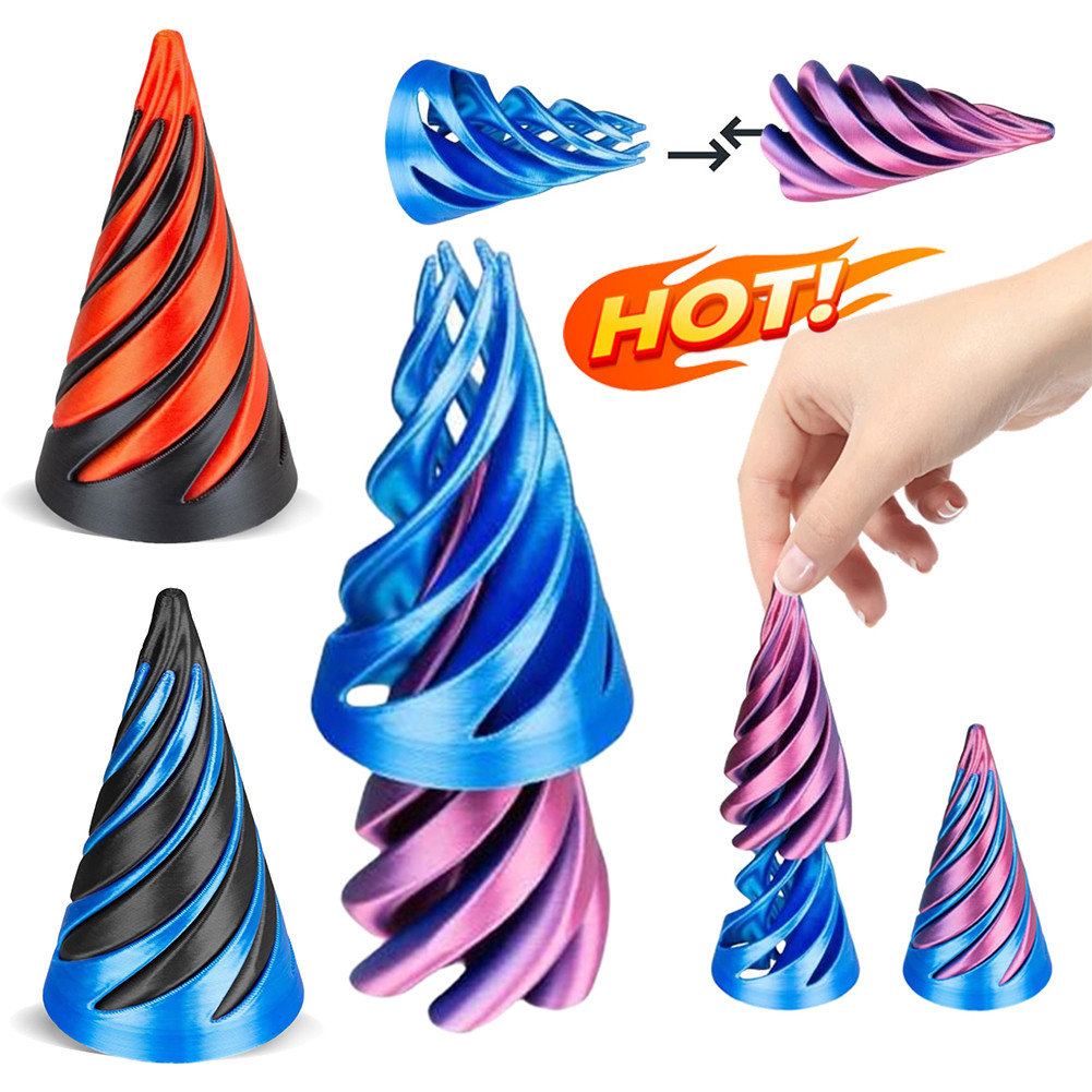 Jual 3D Printed Spiral Cone Toy Impossible Pyramid Passthrough ...