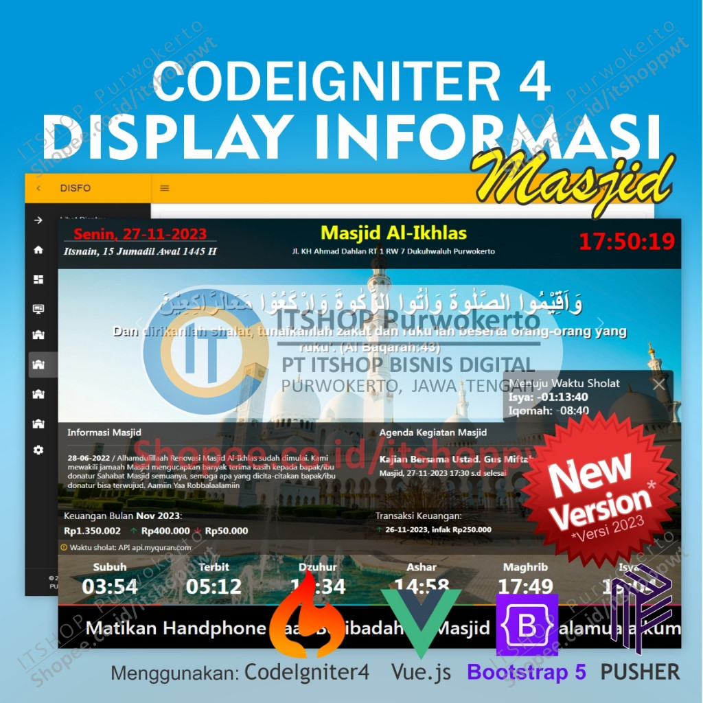 Jual Source Code Aplikasi Web Display Informasi Masjid Codeigniter 4 | Shopee Indonesia