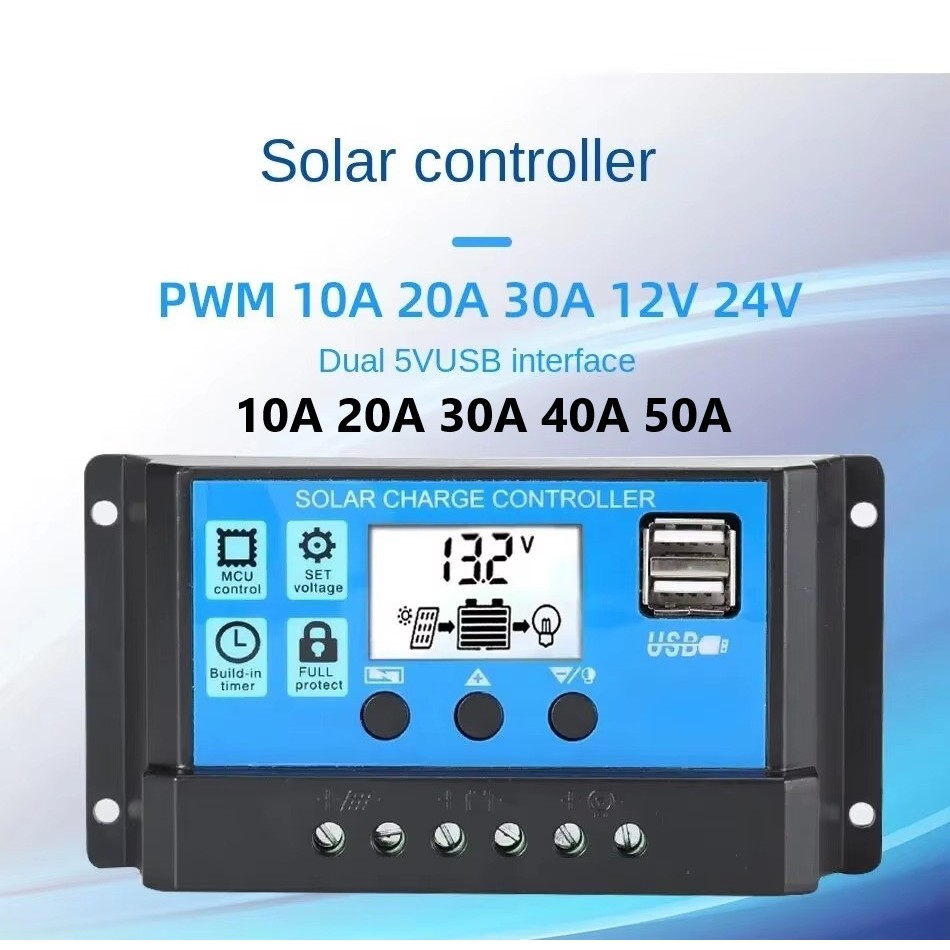 Jual Solar Charge Controller 10A 20A 30A 40A 50A LCD LED Display Solar cell PWM 12V/24V | Shopee ...