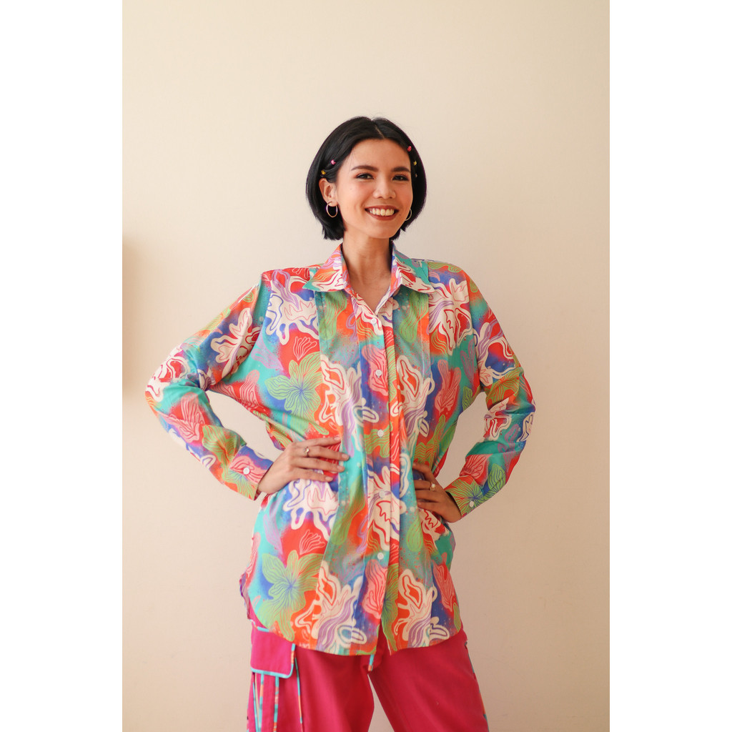 Jual Calla The Label - Summer Time Blue Oversized Shirt. | Shopee Indonesia