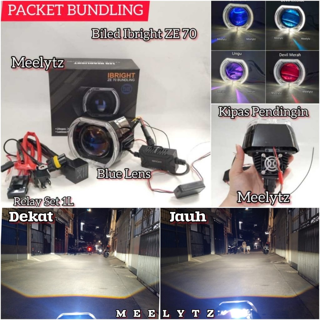 Jual Packet Bundling Biled Projector IBRIGHT ZE 70 Blue Lens Shroud ...