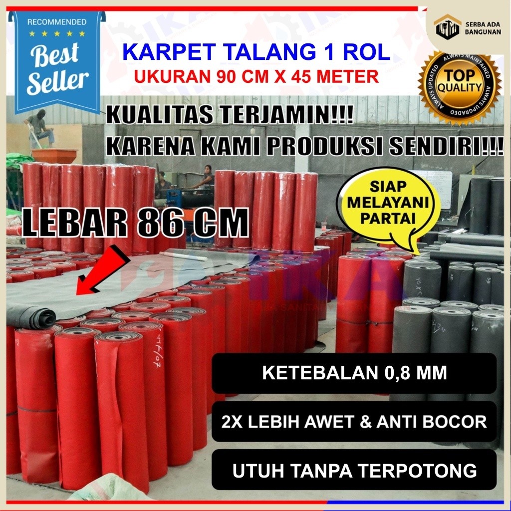 Jual Karpet Talang Air 1 Roll 90 (Bersih 86cm) Merah Hitam Pabrikan ...