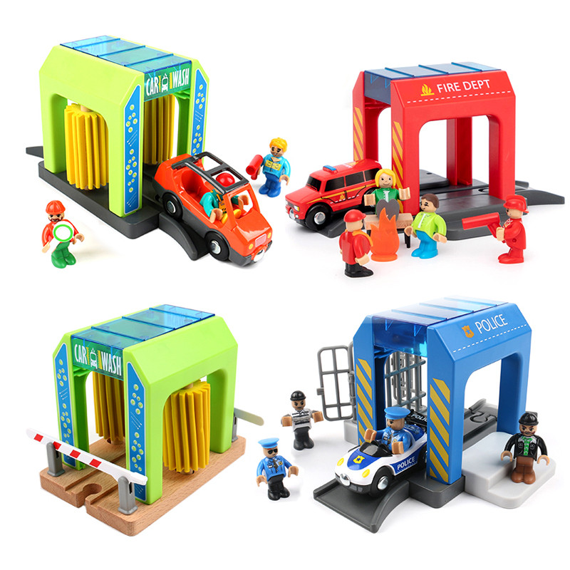 Jual Rail car toy car wash rail car set train scene ildren fire station ...