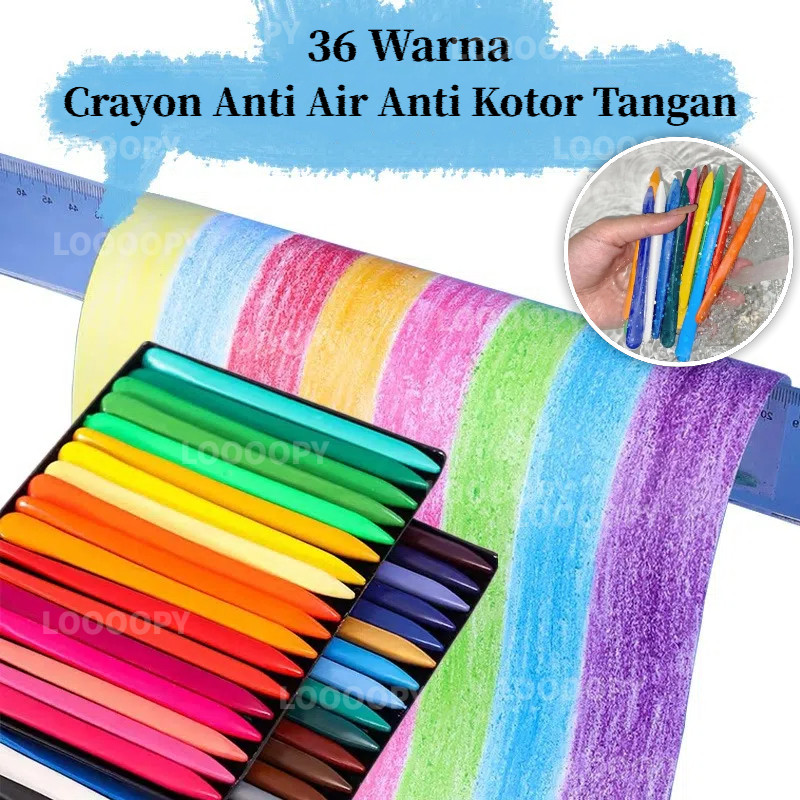 Jual LOOOOPY Crayon Mewarnai / Crayon Anti Air Anti Kotor Tangan ...