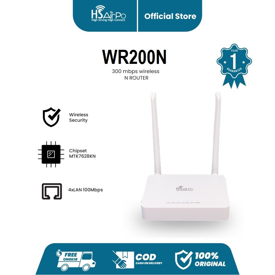 Jual HSAirPo WR200N Router Wireless WiFi 2 Antena 300Mbps Repeater ...