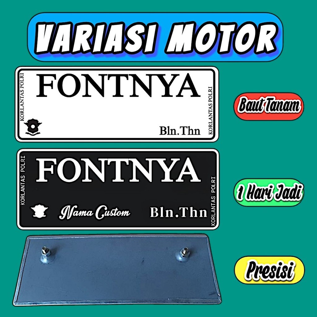Jual Tanda peringatan motor(plat nomor motor)FONT TERBARU WARNA PUTIH ...