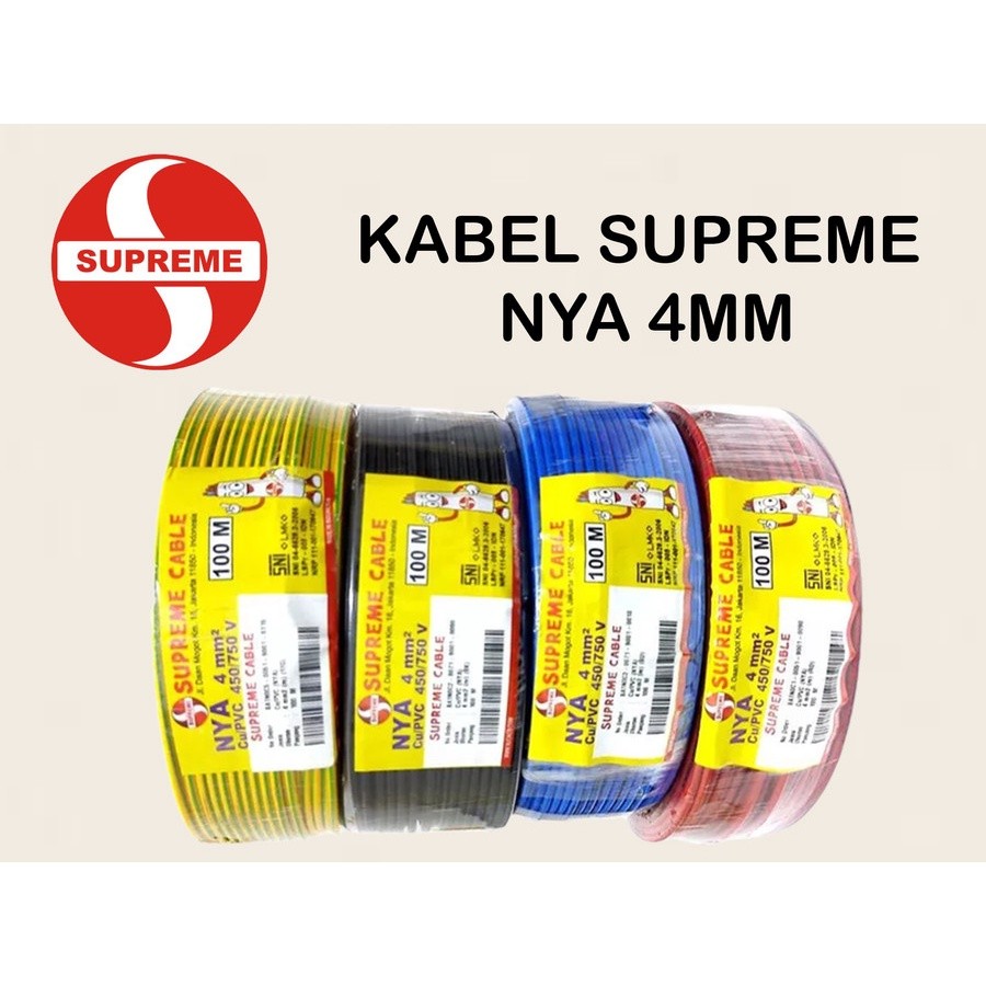 Jual KABEL LISTRIK TUNGGAL NYA 4MM 4 MM 1X4MM SUPREME METERAN ECERAN POTONGAN | By ...