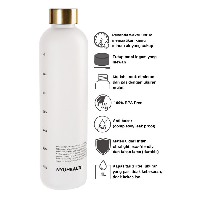 Jual BEST -Botol Minum Motivasi Nyuhealth Bahan Tritan Warna Hitam Dust ...